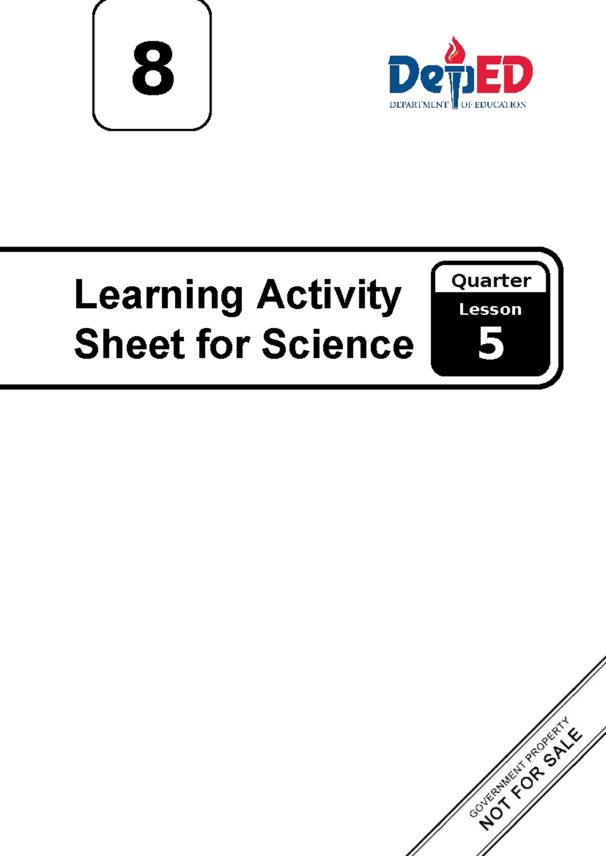 Q4 LAS Science 8: Kinetic & Potential Energy Activities (Lesson 5 ...