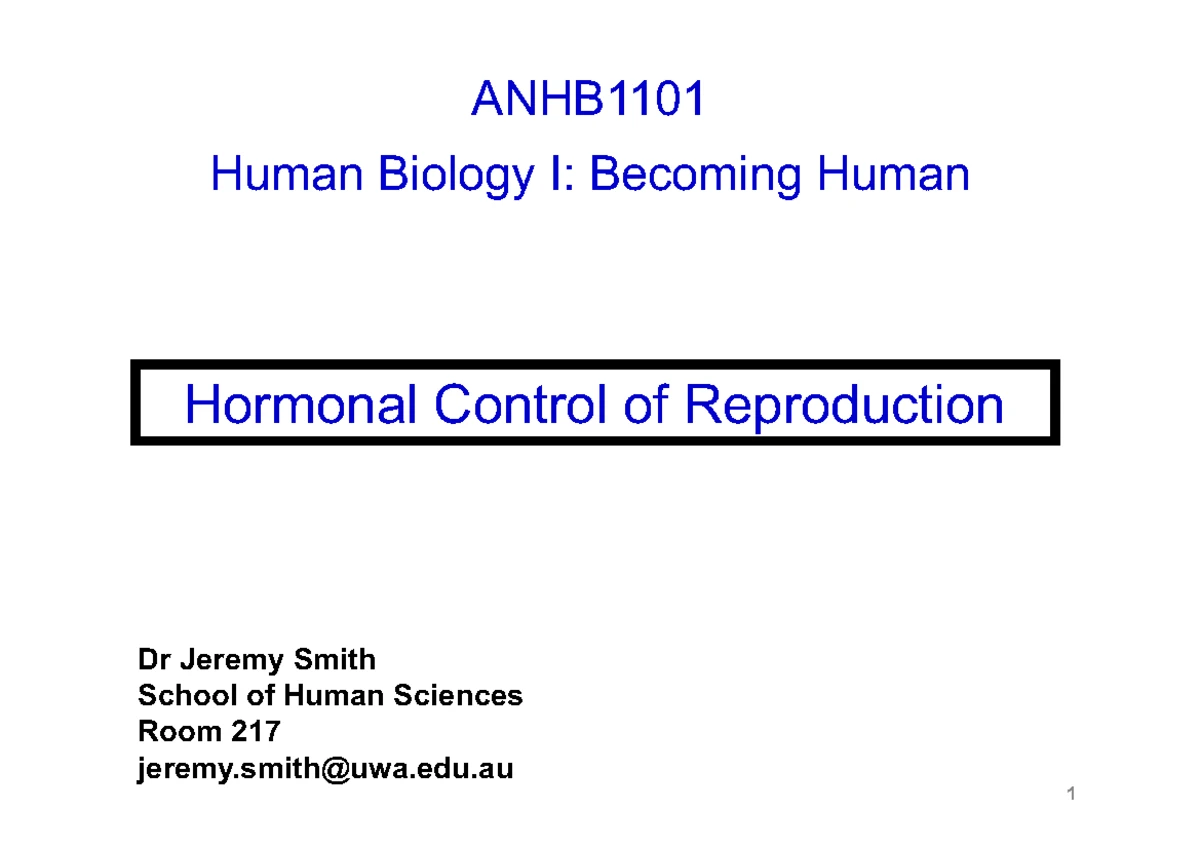 ANHB1101 Lecture 2: Overview of the Female Reproductive Tract - Studocu