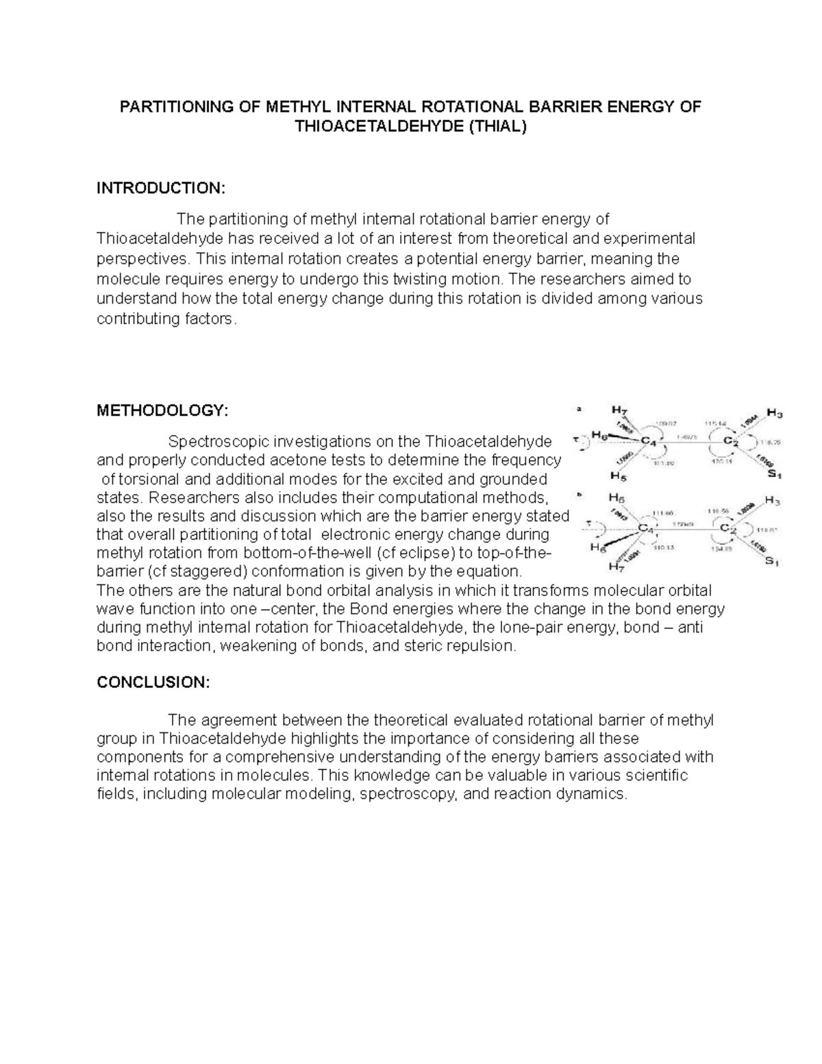 Orgchem - PARTITIONING OF METHYL INTERNAL ROTATIONAL BARRIER ENERGY OF ...