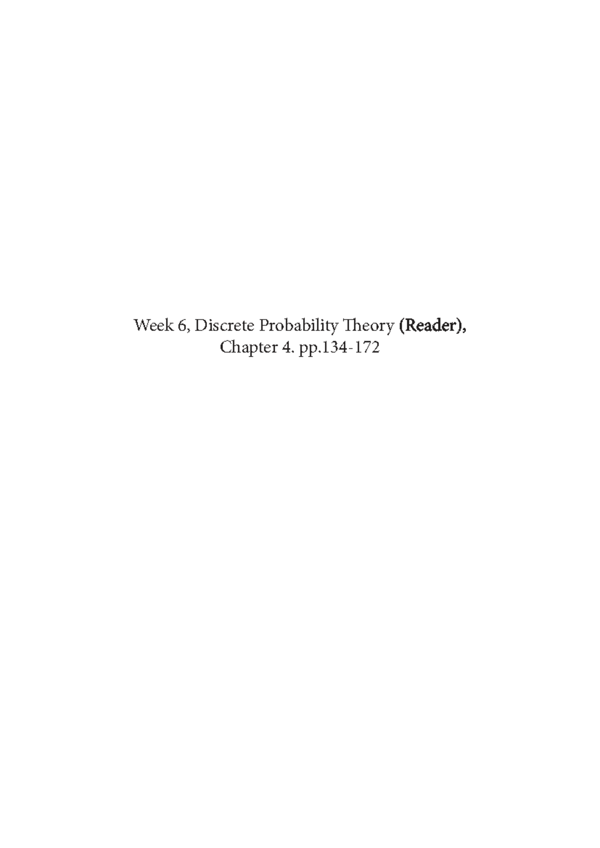 Week 6 - Discrete Probability Theory: Random Variables and Binomial ...