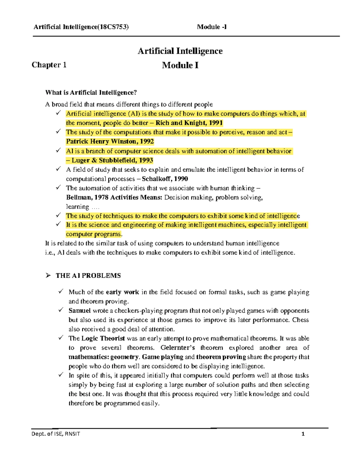 AI QB (BAD402 ) - 1 Define artificial intelligence (AI) and its key ...