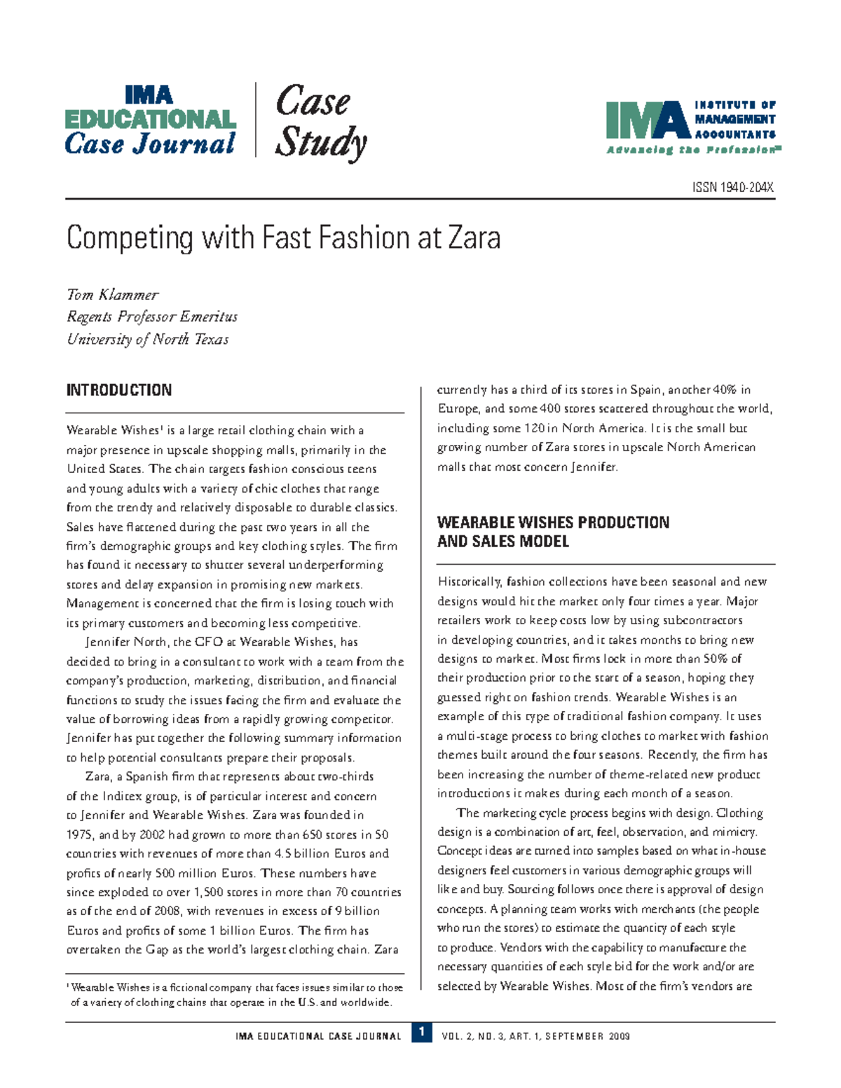 ACCT1014 Case Study: Competing with Fast Fashion - Zara vs WW - Studocu