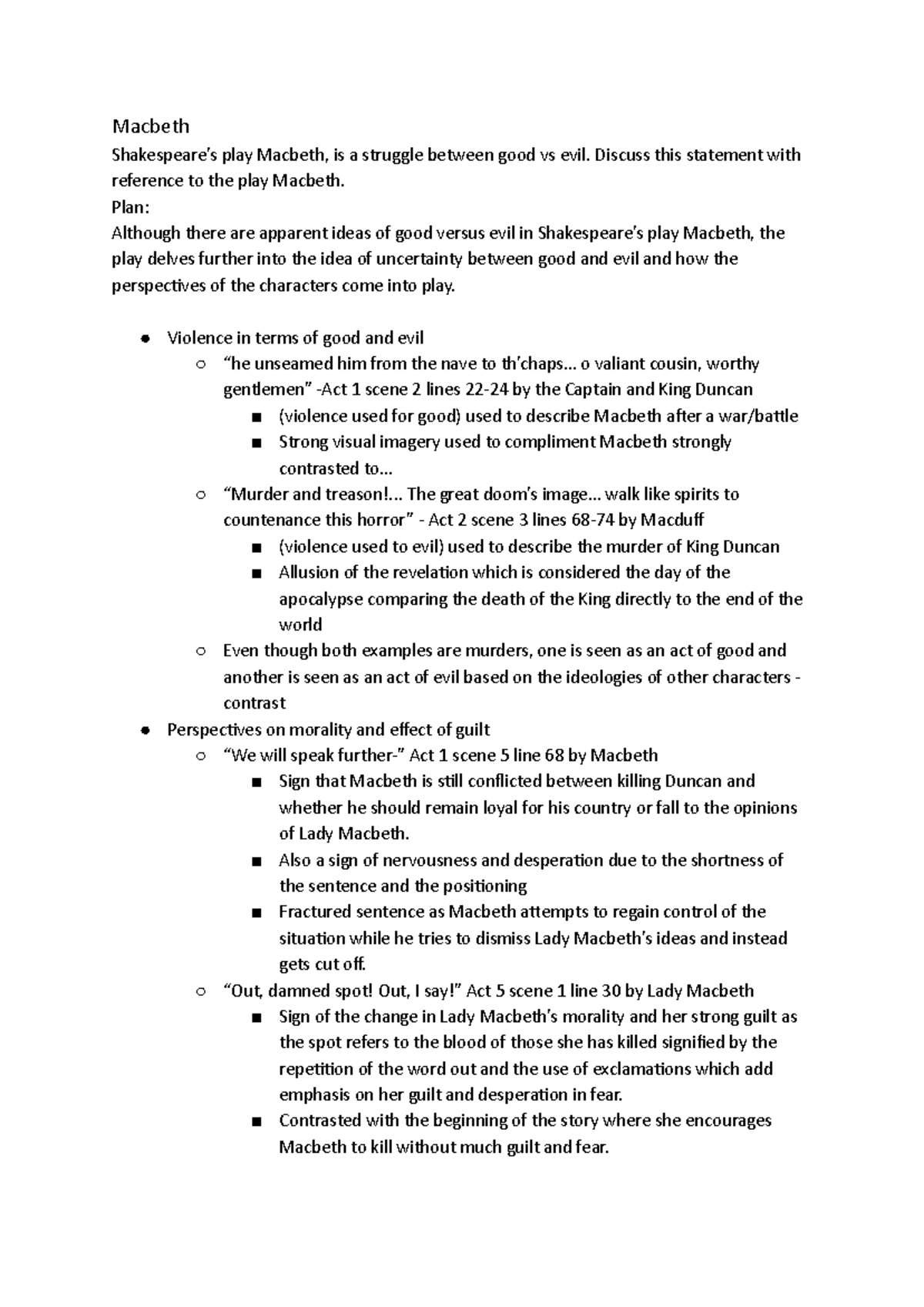 Macbeth Essay Example: Exploring Good vs Evil in Shakespeare's Play ...