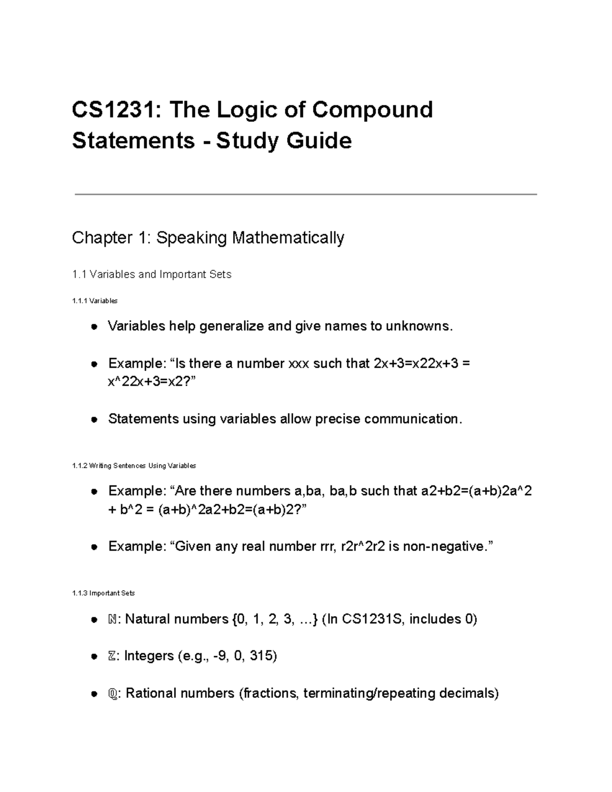 CS1231S: Study Guide on Logic of Compound Statements and Proof Methods - Studocu