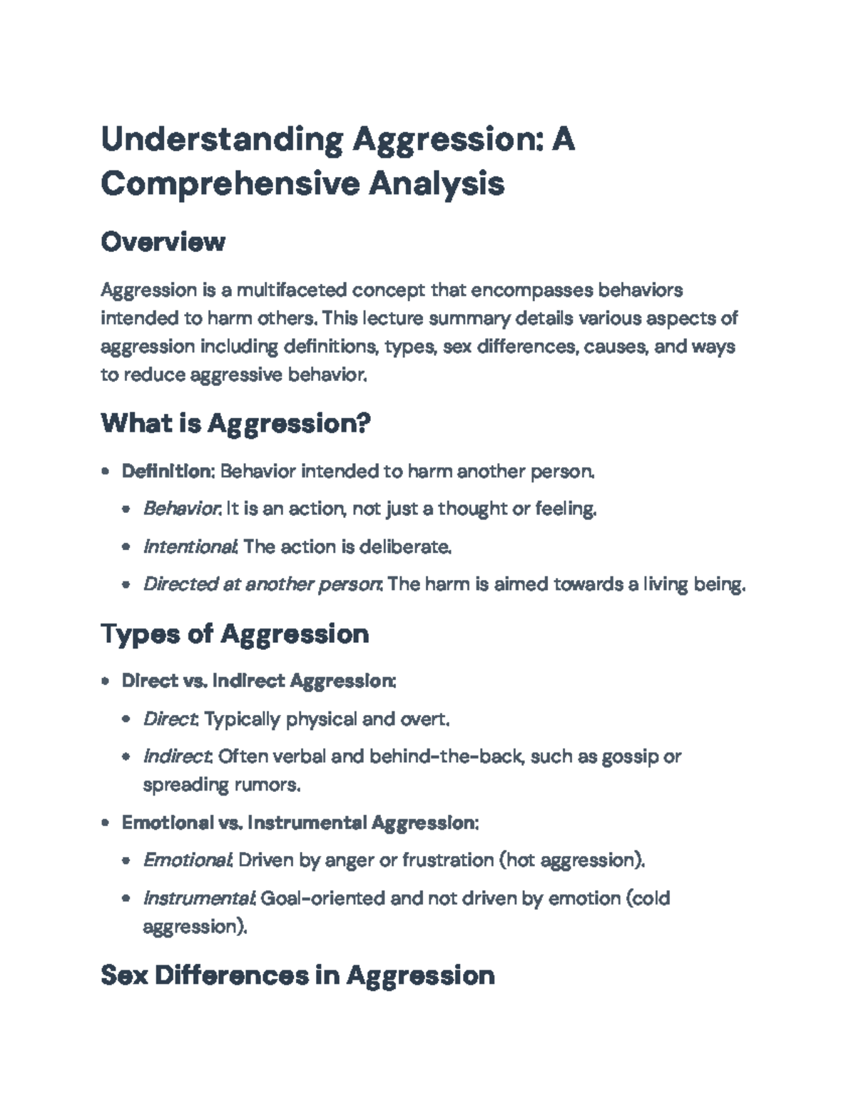 Understanding Aggression: A Comprehensive Analysis (PSY 101 Lecture ...