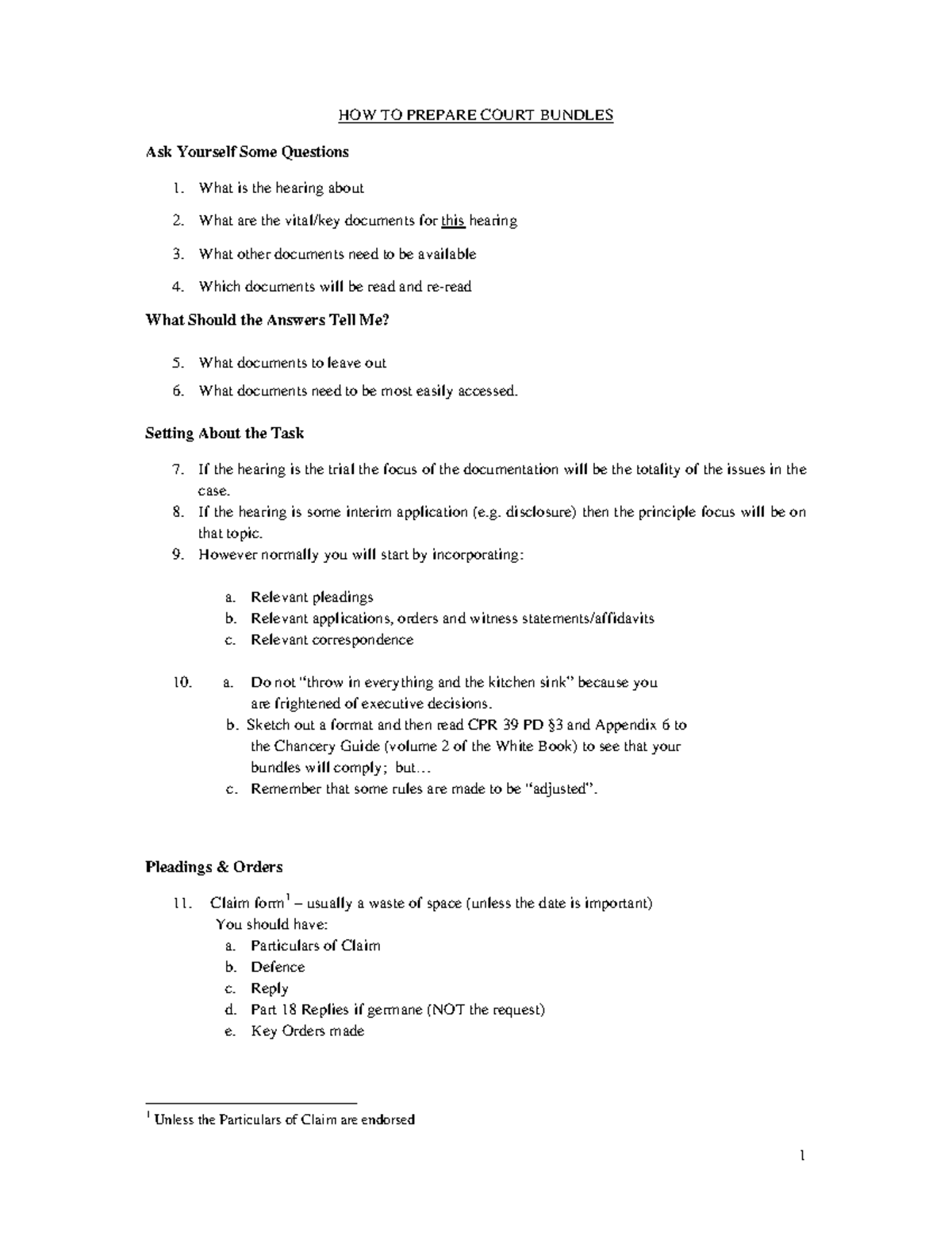 PRACTICAL GUIDELINES FOR PREPARING COURT BUNDLES - Studocu