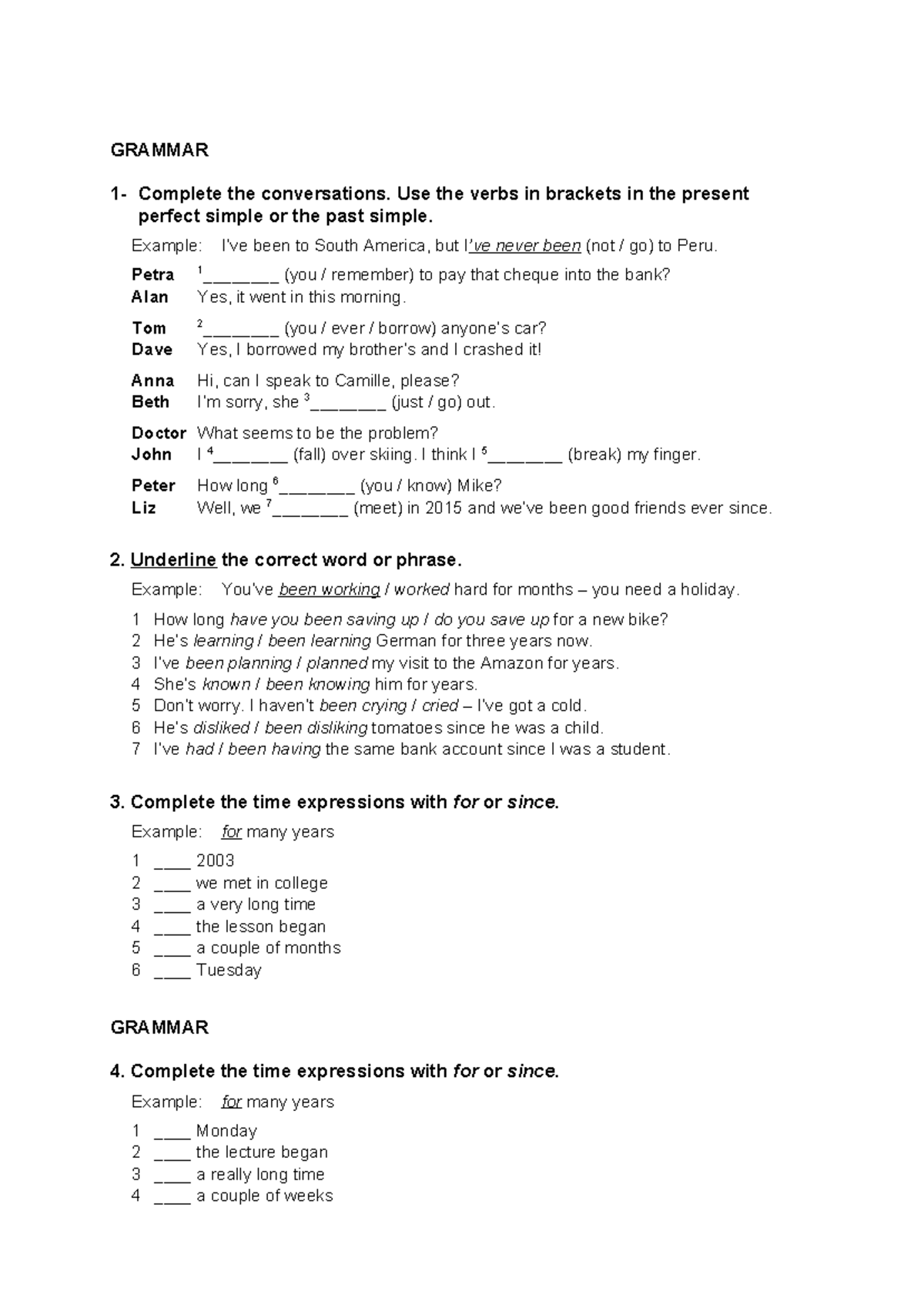 GRAMMAR Review Test 9th Grade - Important Exercises on Tenses - Studocu