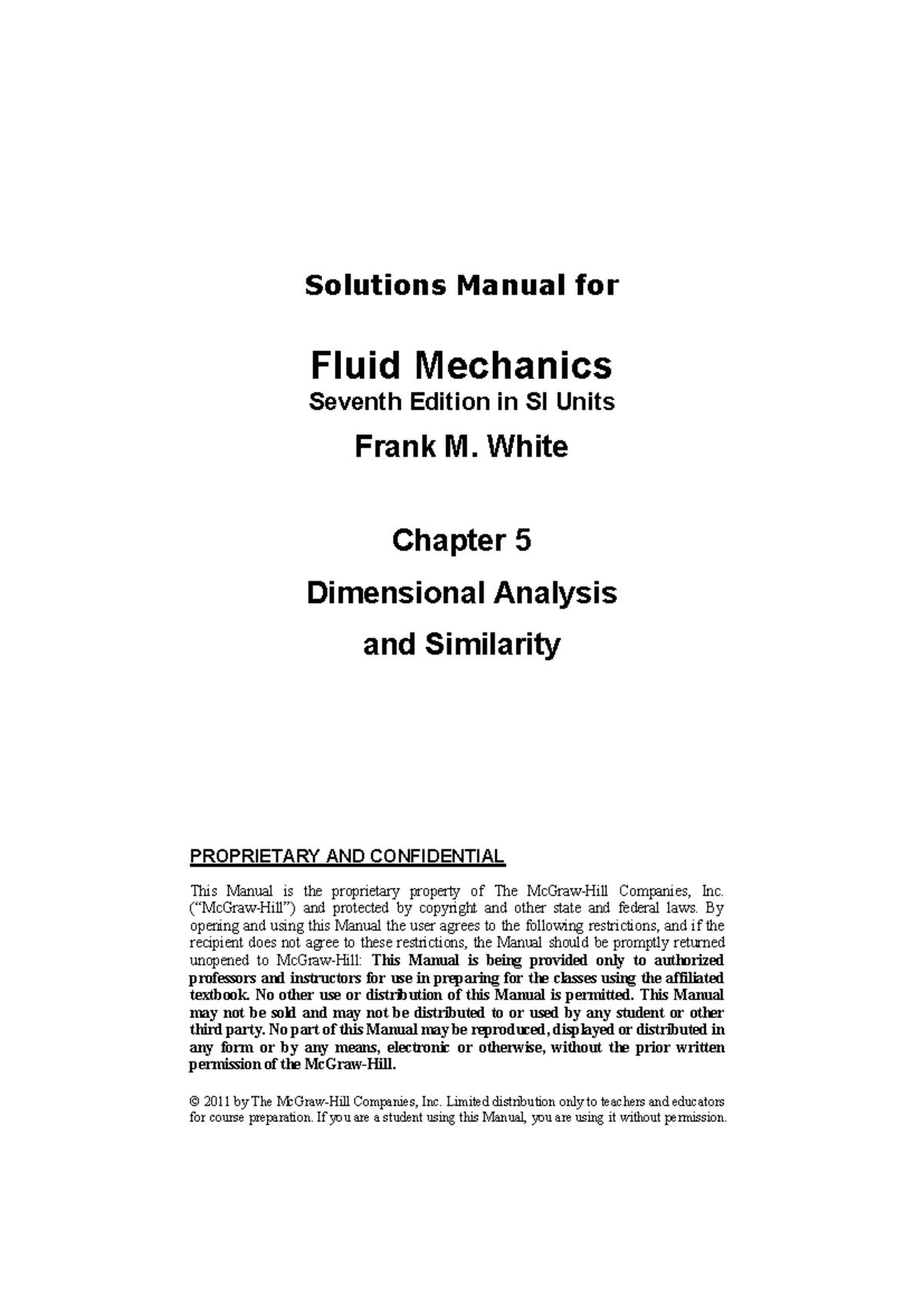 유체역학5 - Cimbala 5장 차원 분석 및 유사성 솔루션 - Studocu