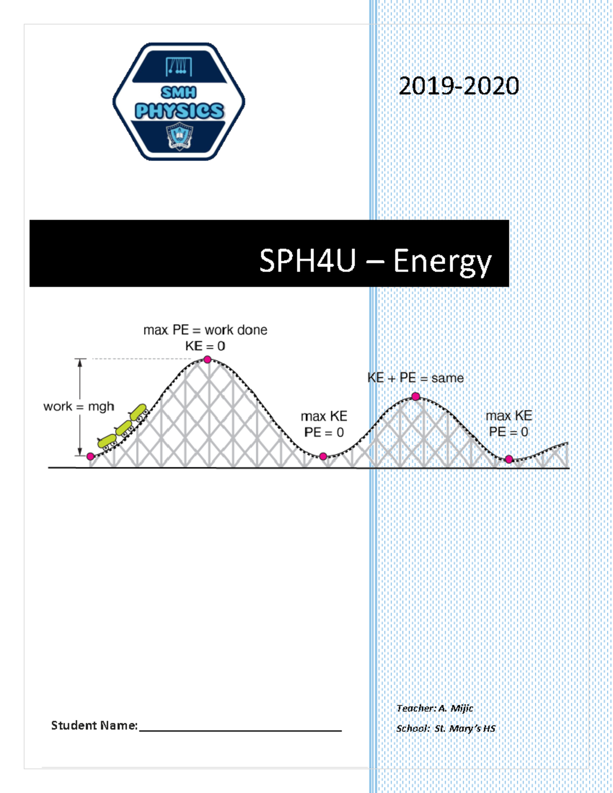 SPH4U - Energy Unit Notes: Work, Kinetic Energy & Spring Forces - Studocu