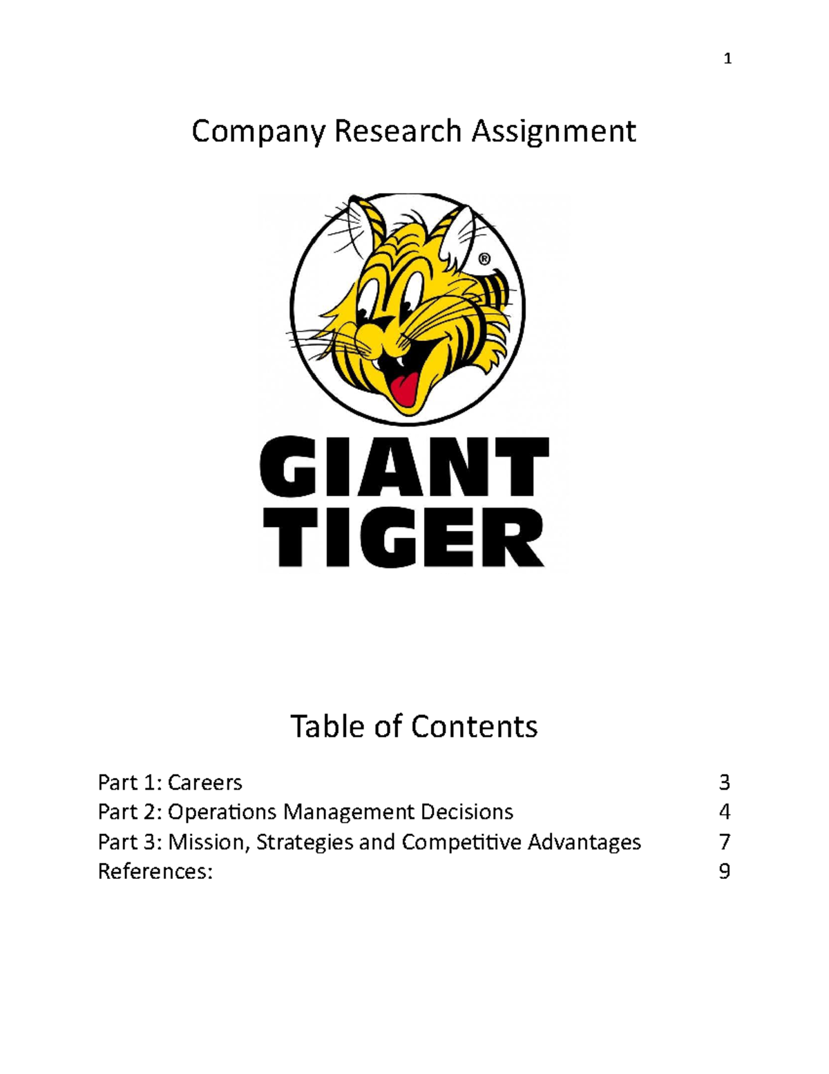 Company Research Assignment - 1 Company Research Assignment Table of ...