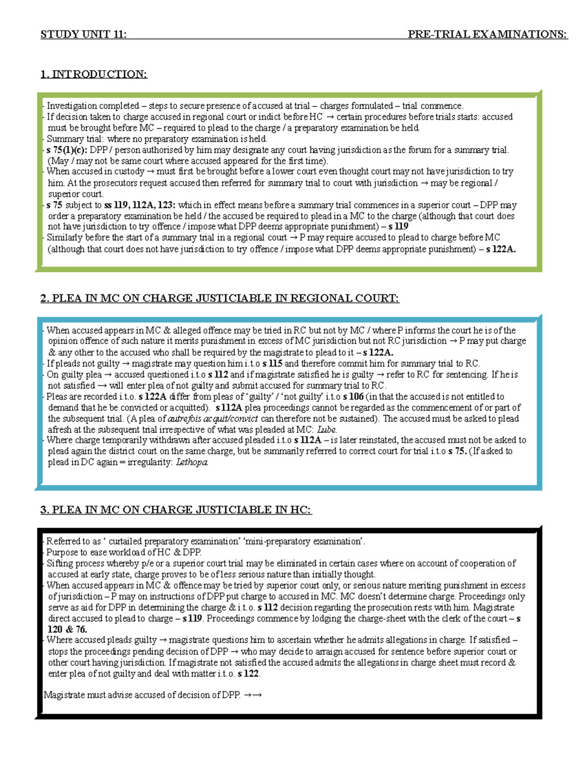 CMP2601 Study Unit 11: Pre-Trial Examinations in Criminal Procedure ...