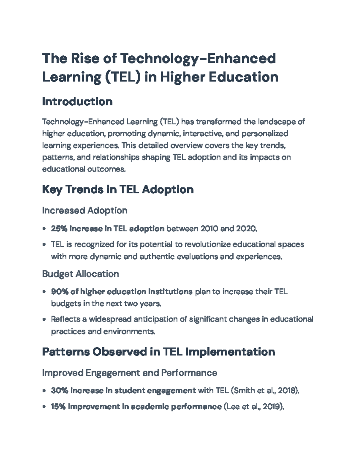 Technology-Enhanced Learning (TEL) Trends and Impacts in Higher Ed ...