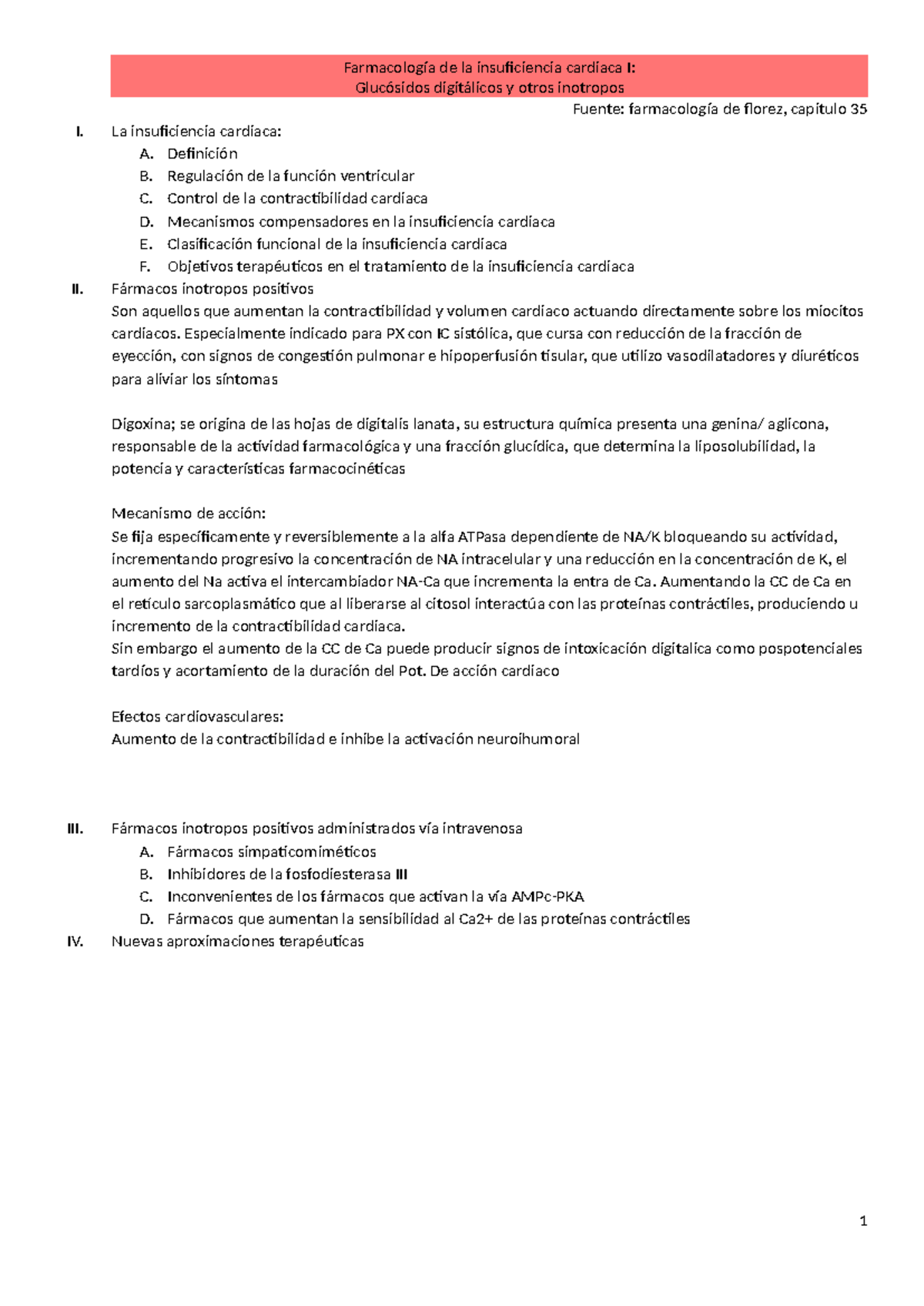 Farmacología de la Insuficiencia Cardíaca I: Glucósidos y Inotropos ...