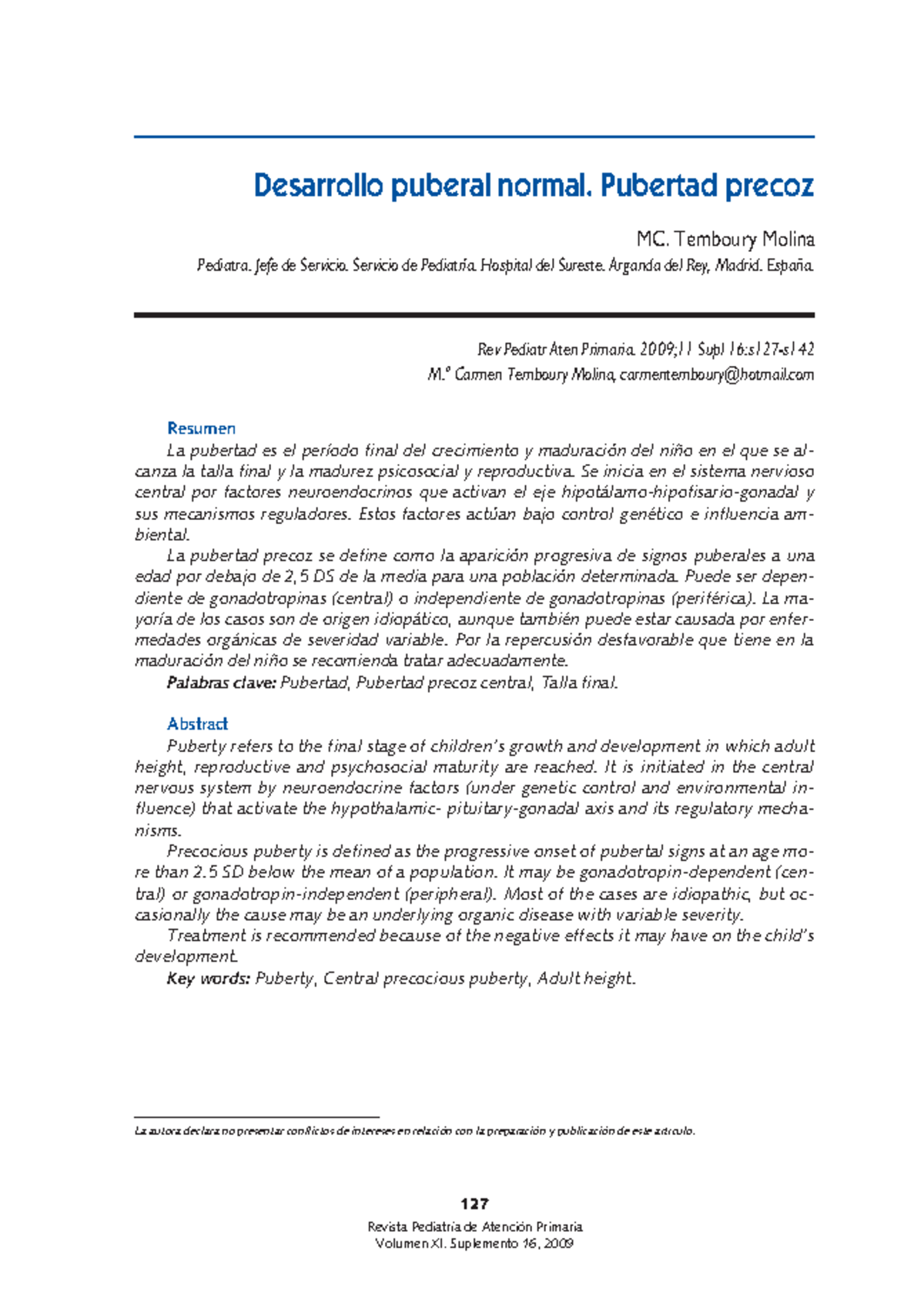 Anexo 17. Desarrollo puberal normal y puberal precoz - 127 Revista ...