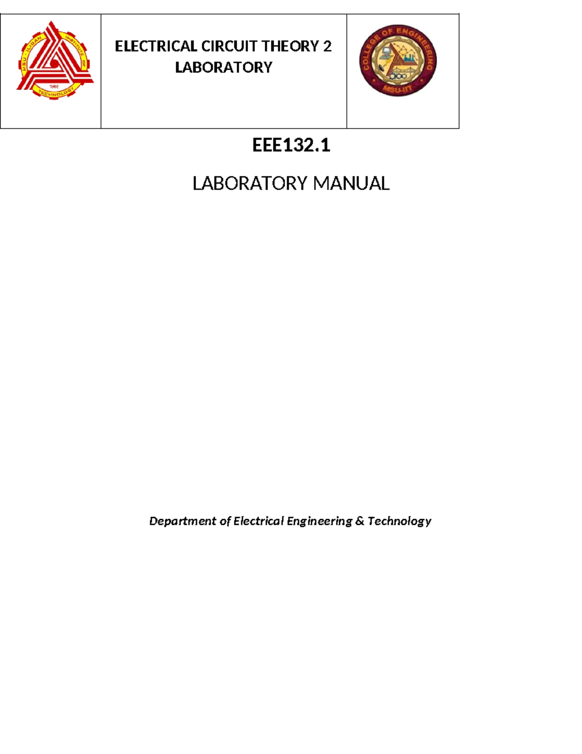 EEE132.1 Laboratory Manual: Power Dissipation & Power Factor ...