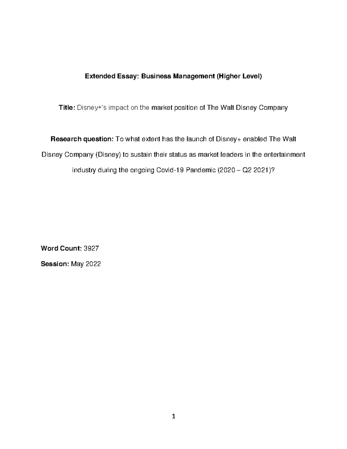 BM EE Final Final - Essay on business management - Extended Essay ...