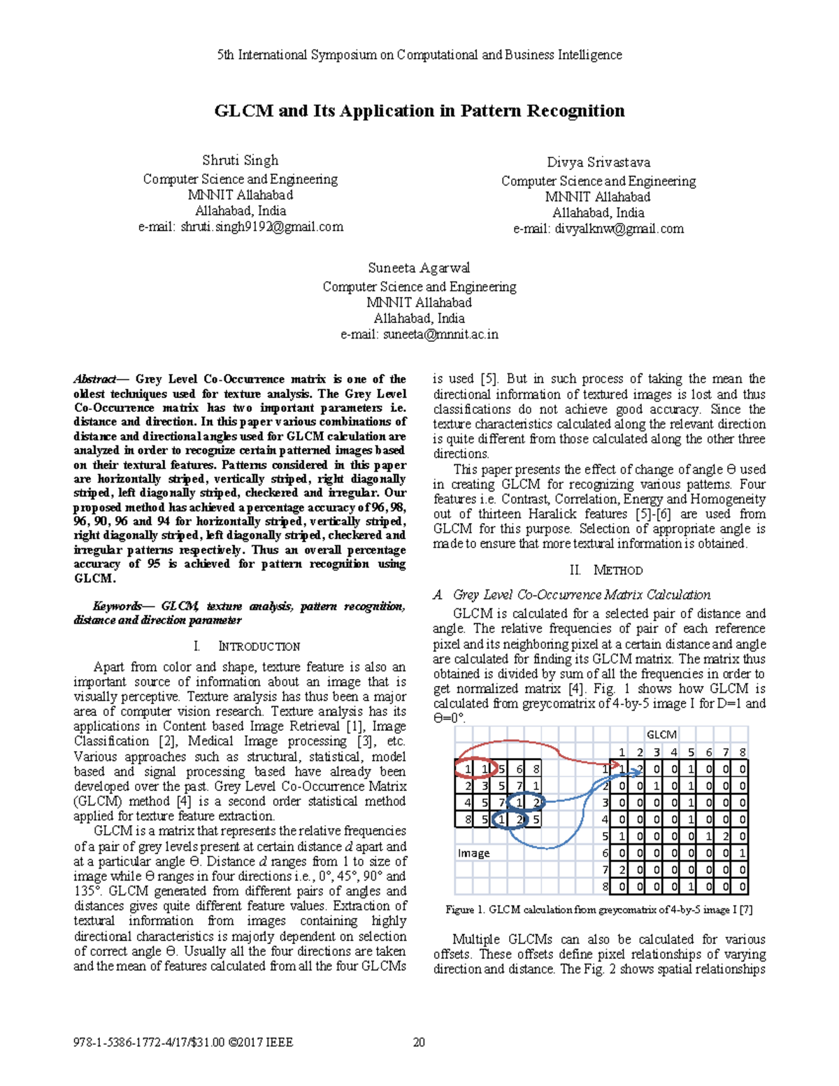 5th Int'l Symposium on Comp. & Bus. Intelligence: GLCM in Pattern ...