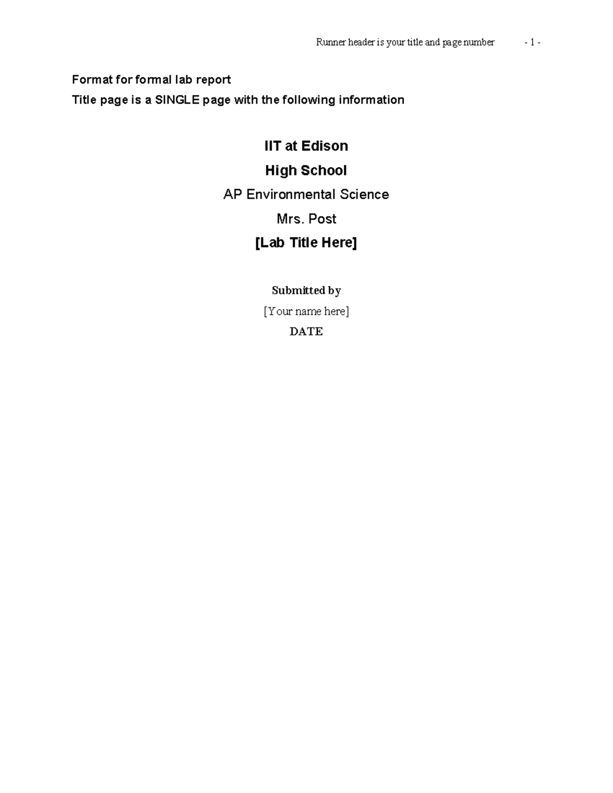 AP Environmental Science Lab Report Structure Guide - Studocu