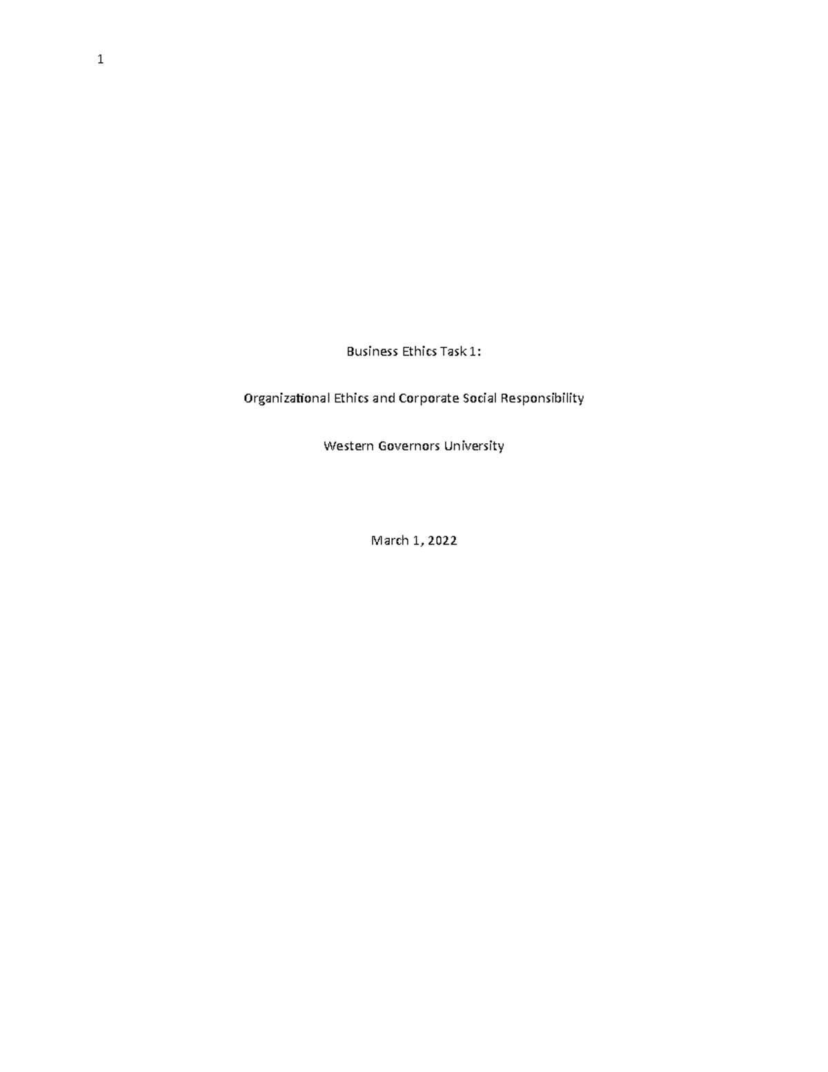 C717 Business Ethics Task 1: Corporate Social Responsibility Insights ...