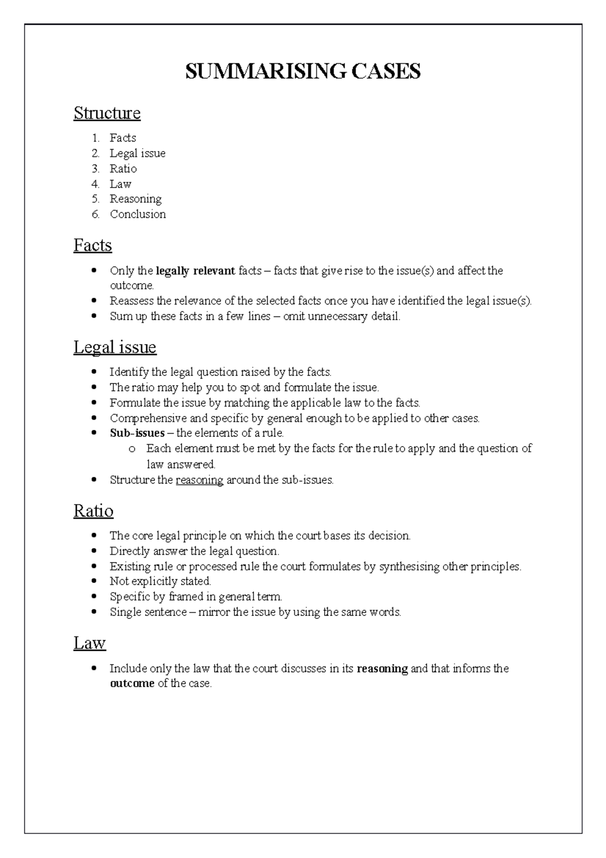 How to Write a Case Summary - Legal Writing Practice Notes ...