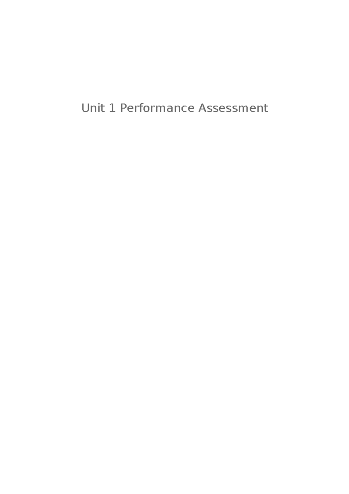 Unit 1 Performance Assessment: Understanding and Designing GRASPS - Studocu