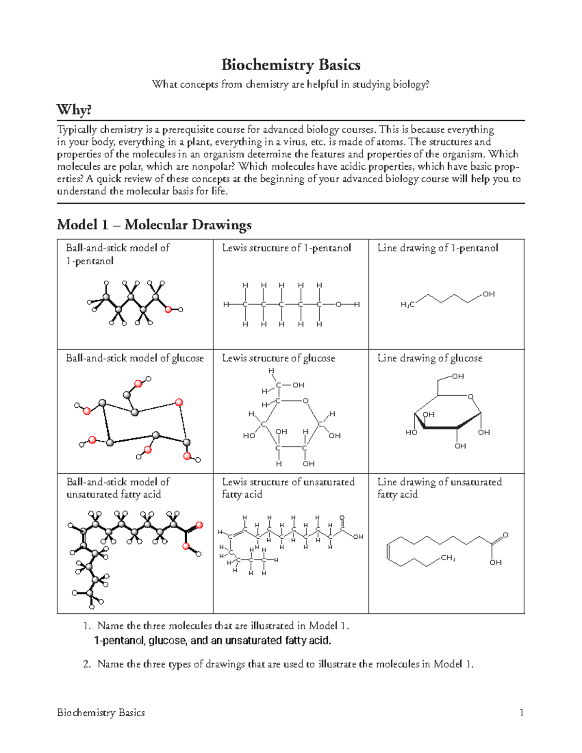 Biochemistry Basics: POGIL Activities for AP Biology (Chem 101) - Studocu