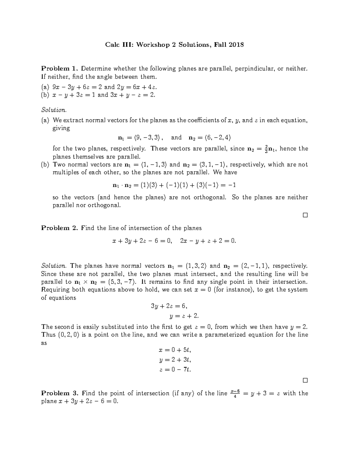 Workshop 2 Solns Step By Step Problem Solving Tutorial Calc Iii