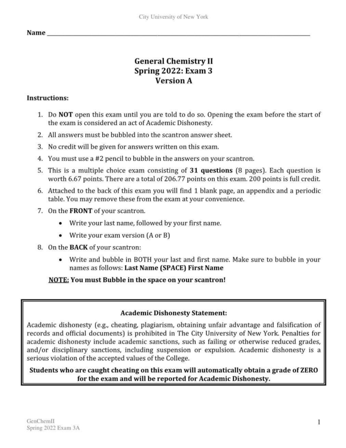 Chem 104: General Chemistry II Exam 3 Spring 2022 - Studocu
