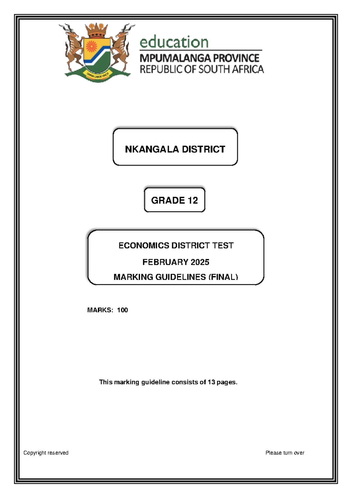EC Economics Grade 12 June 2023 P1 Exam Paper and Memo - Studocu