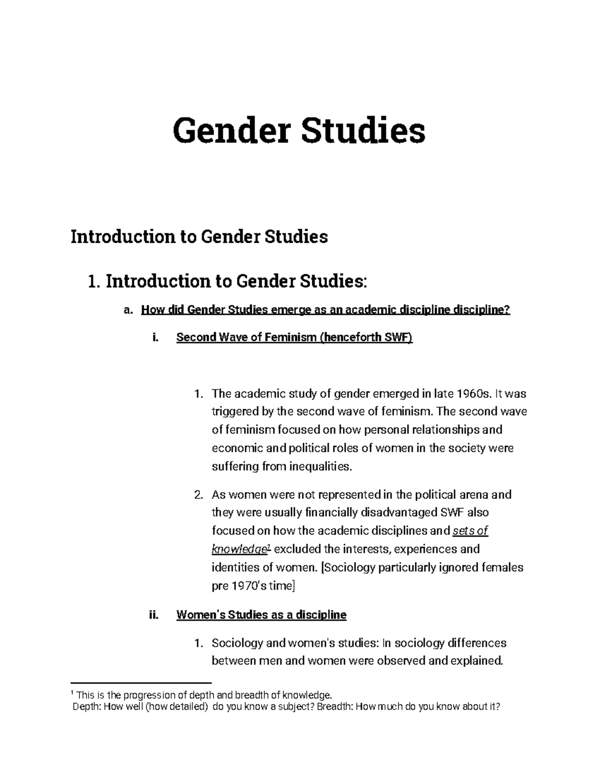 Lec-1-Gender Studies Introduction to Gender St - Gender Studies ...