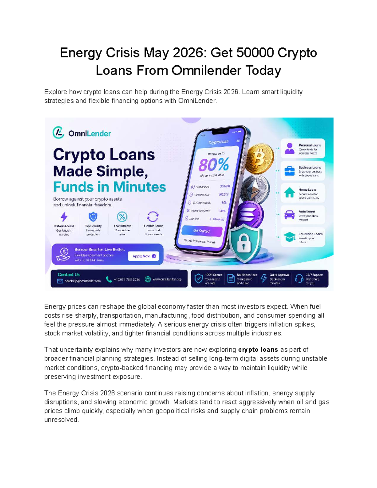Energy Crisis 2026: Access $50,000 Crypto Loans with OmniLender - Studocu