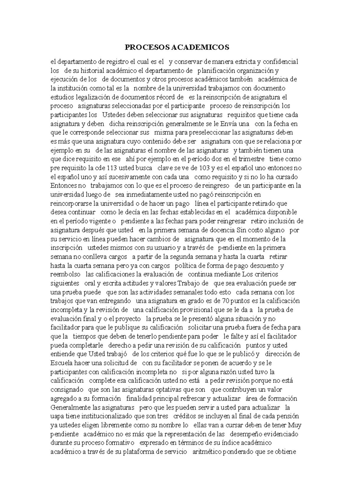 Procesos Academicos - PROCESOS ACADEMICOS el departamento de registro ...