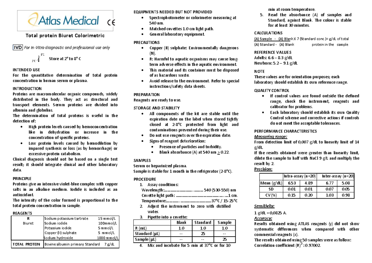 Total+Protein+Package+Insert - Total protein Biuret Colorimetric For In-Vitro diagnostic and ...