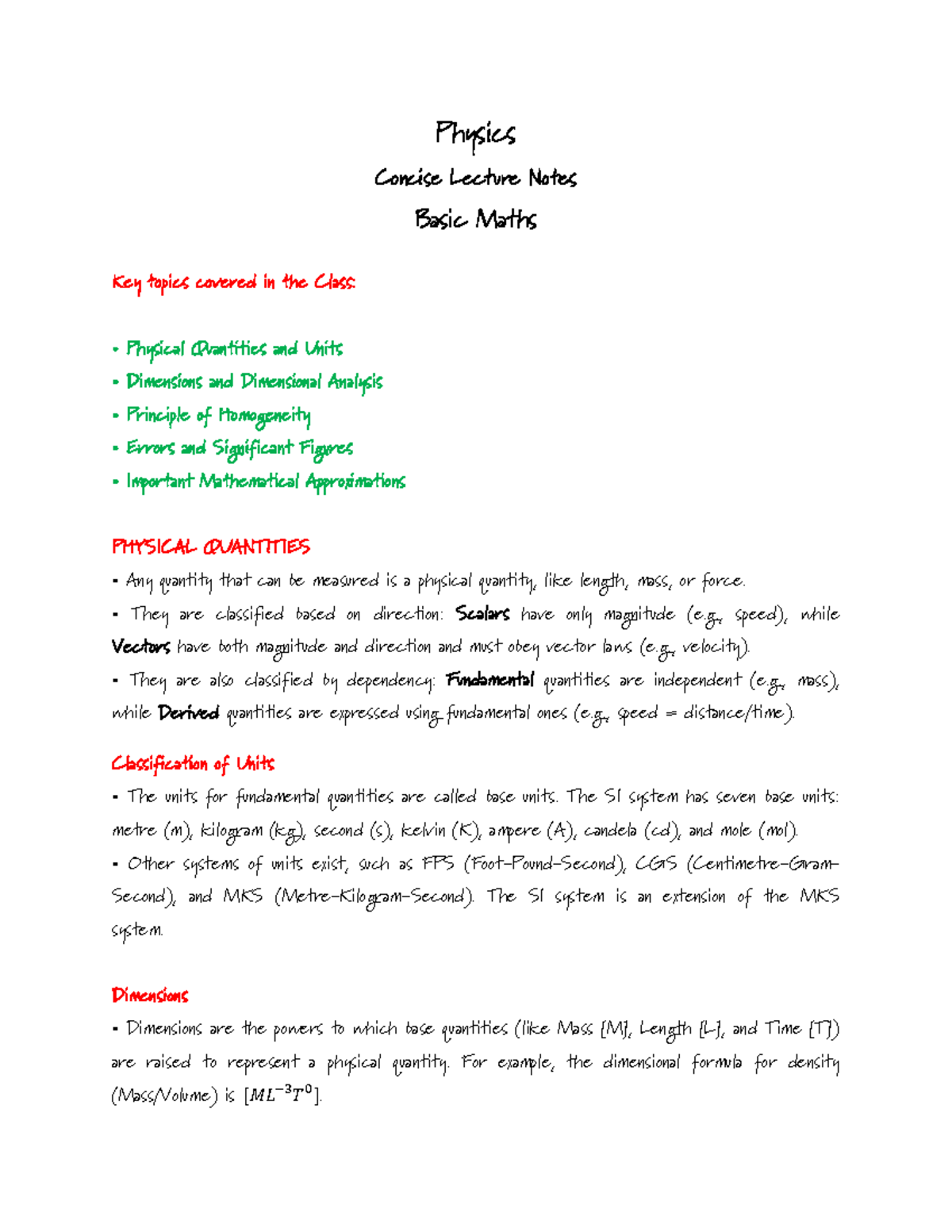 Physics 101: Concise Lecture Notes on Basic Maths Concepts - Studocu