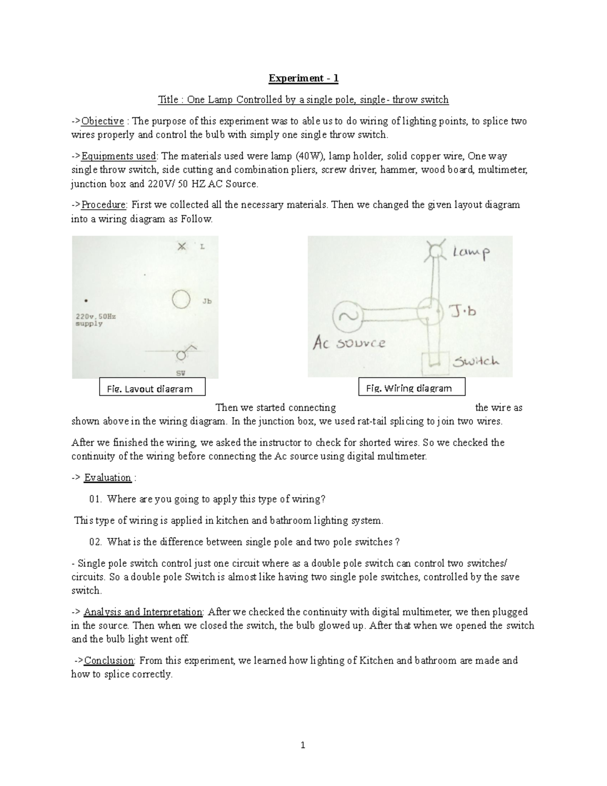 EMEg3105 Workshop Assignment: Lighting Circuit Experiments 2023 - Studocu