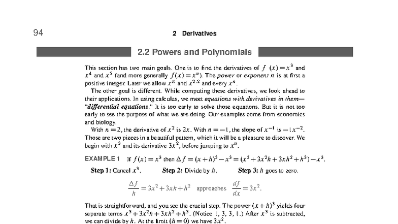 Calculus Notes Summary: Derivatives of Powers & Polynomials (CH2) - Studocu