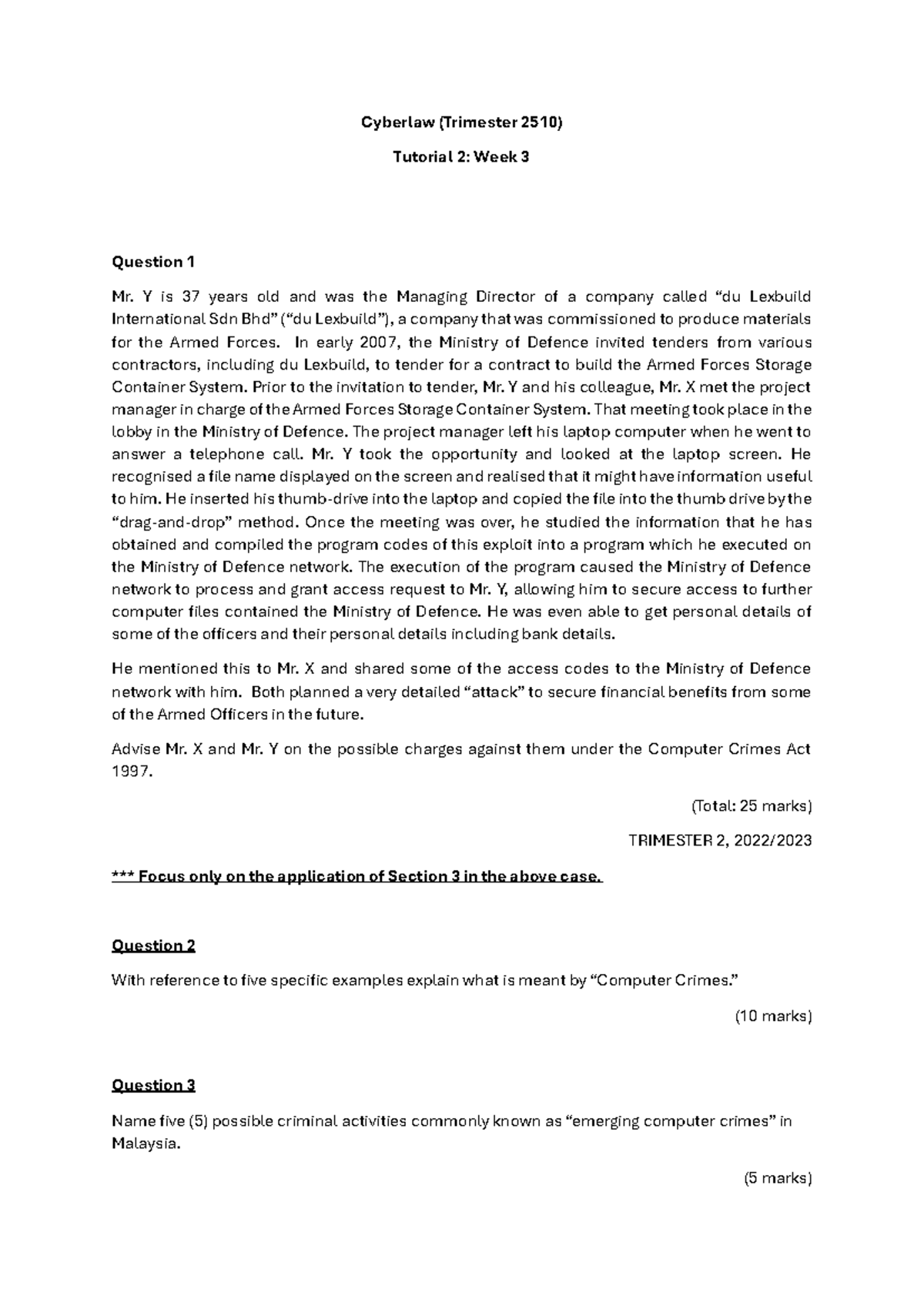 Cyberlaw (Trimester 2510) Tutorial 2: Week 3 Case Analysis and ...