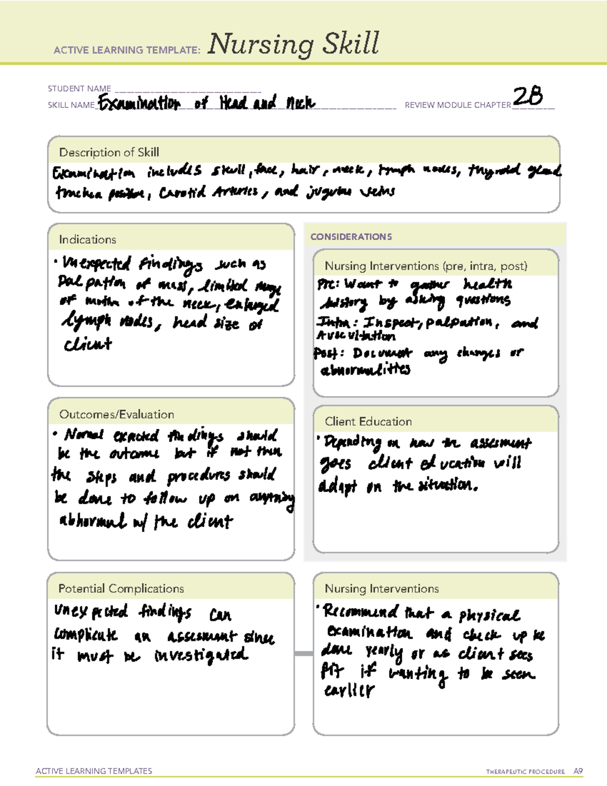 Head and Neck Examination Nursing Skills - Active Learning Template ...
