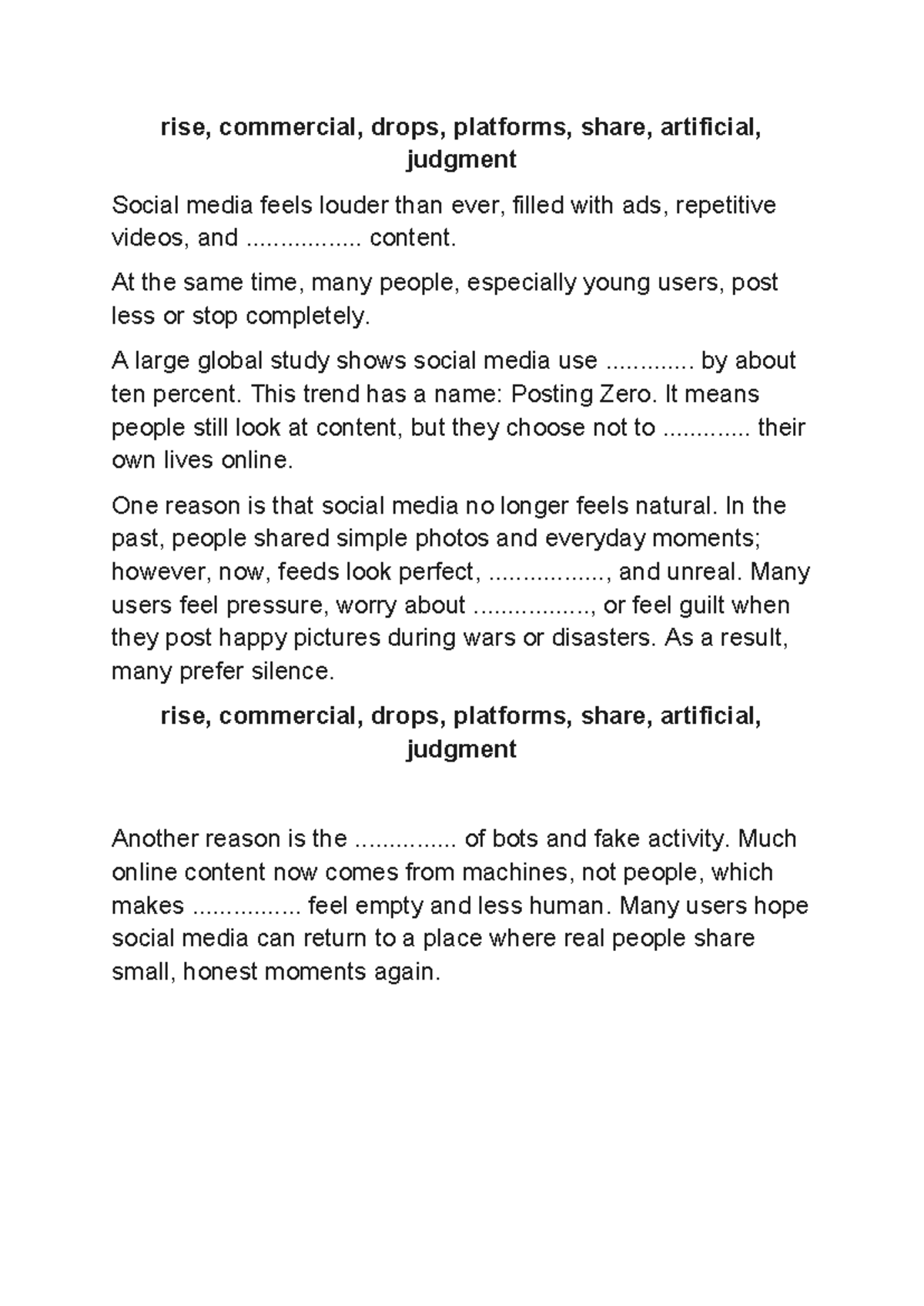 Posting Zero: The Shift in Social Media Engagement - Studocu