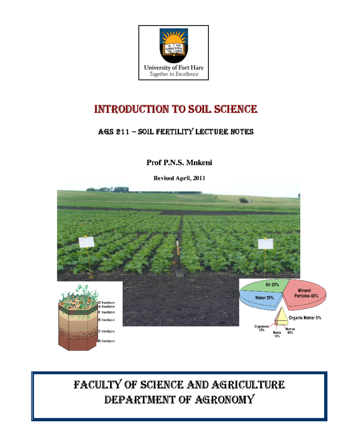 AGS 211 Soil Chemistry: Overview of Soil Composition and Fertility - Studocu