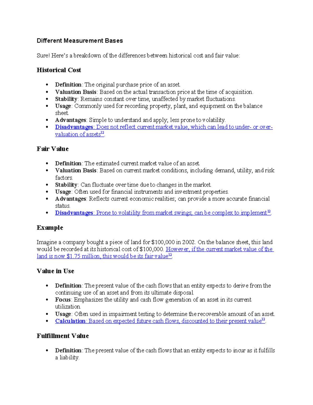 CFAS Different Measurement Bases: Historical Cost vs Fair Value - Studocu