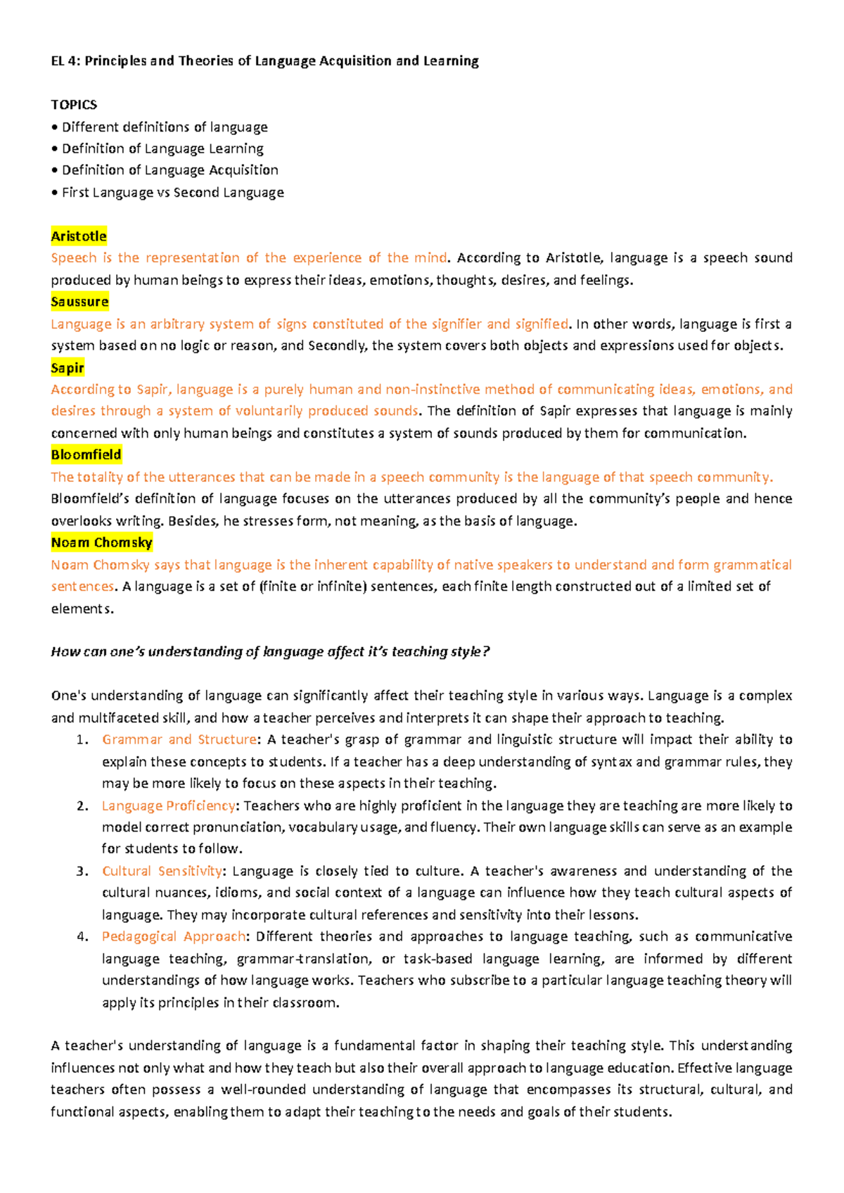 EL 4: Principles and Theories of Language Acquisition and Learning ...