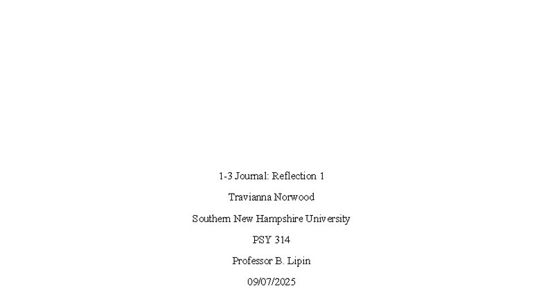 Journal Reflection 1: Emotional & Behavioral Needs in PSY 314 - Studocu
