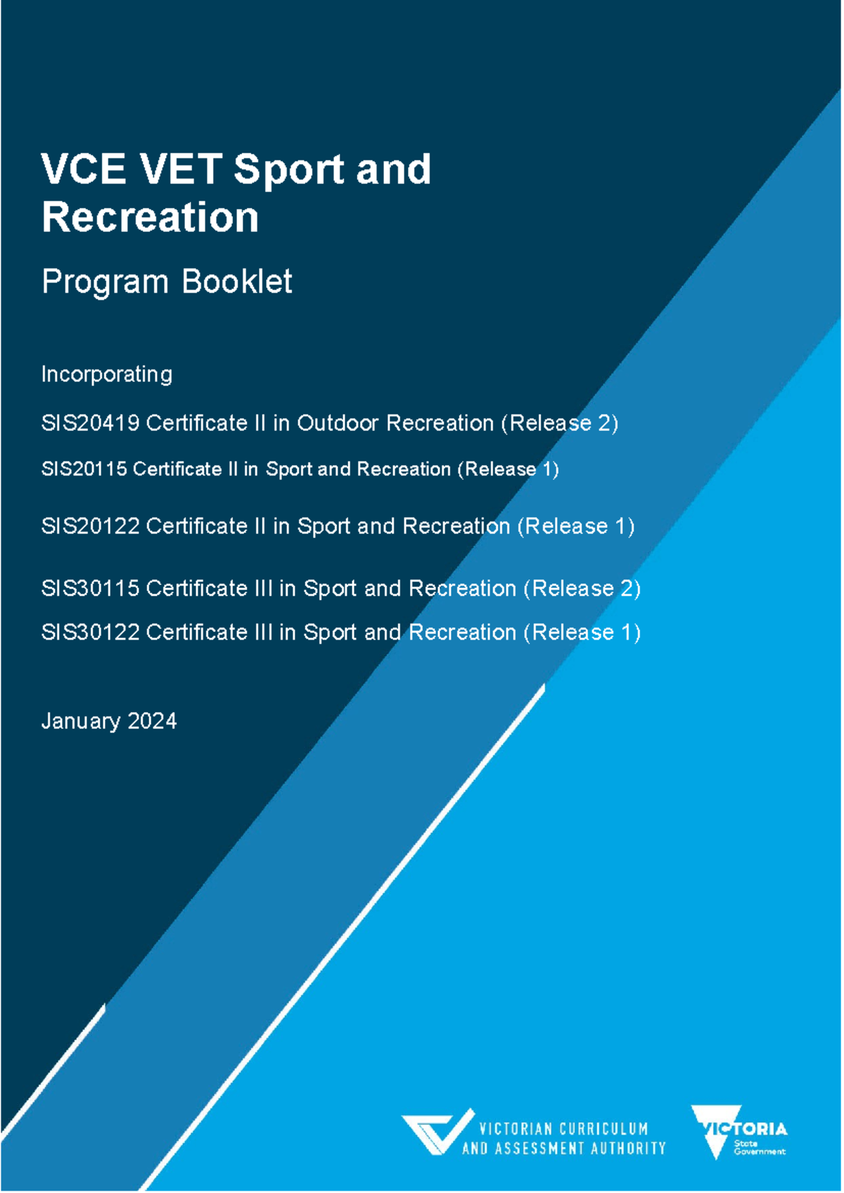 2024 VCE VET Sport and Recreation Program Booklet Overview - Studocu