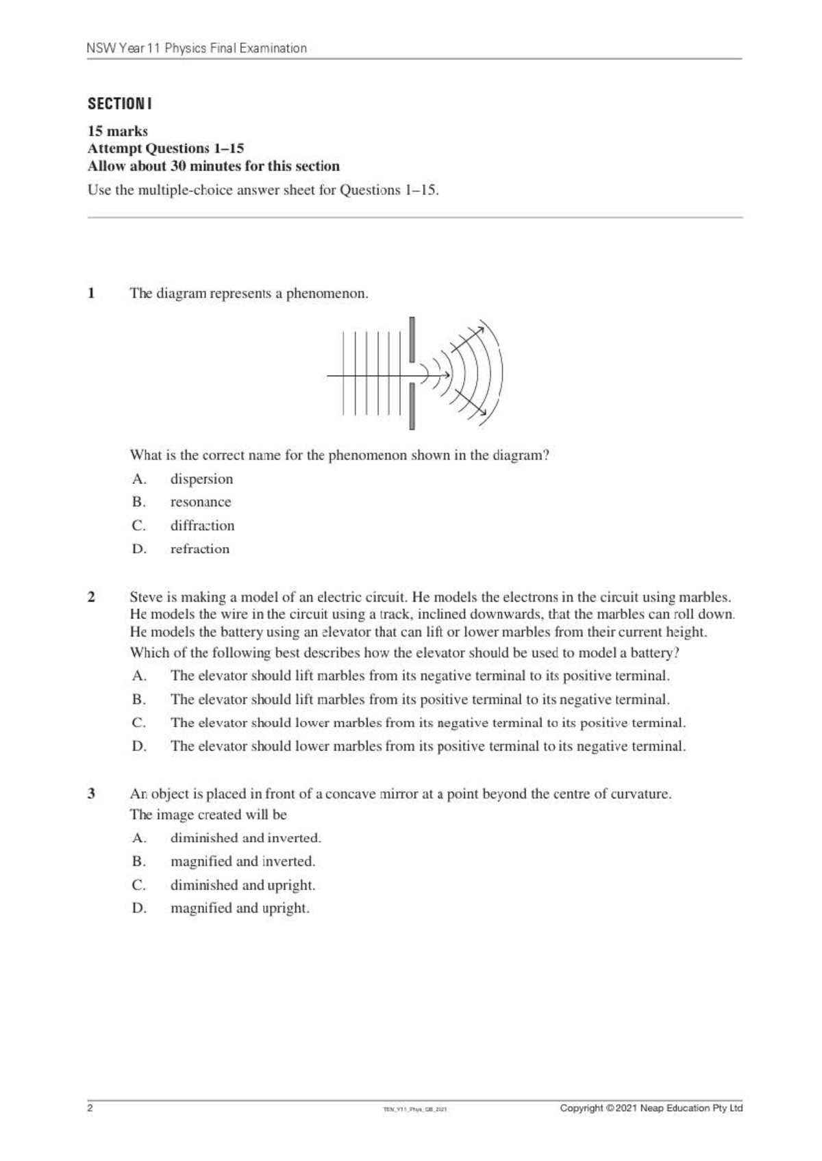 NSW Year 11 Physics Final Exam 2021 - Comprehensive Question Bank - Studocu