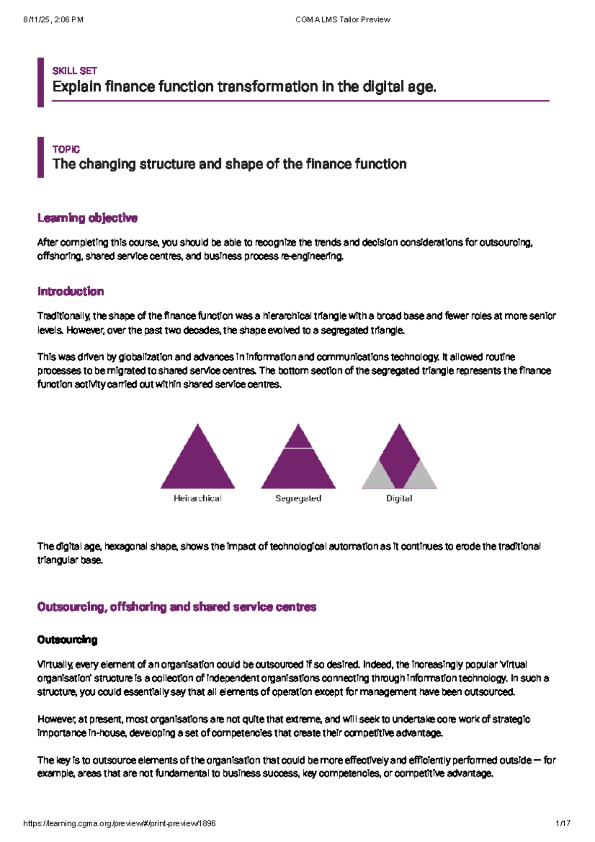 Digital Age Finance Function: Transformation & Outsourcing Strategies (CGMA) - Studocu