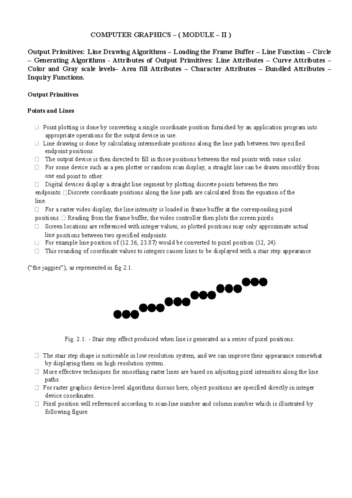 CG Notes Module II: Output Primitives & Line Drawing Algorithms - Studocu