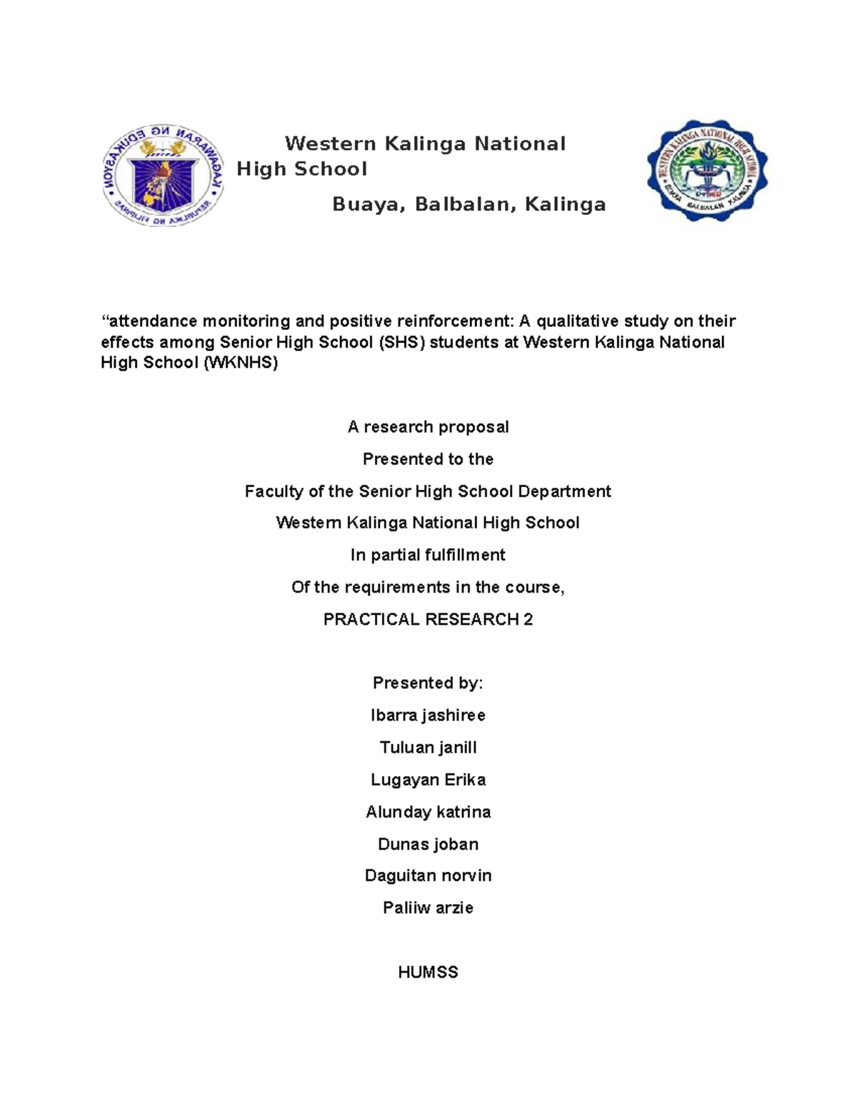 Effects of Attendance Monitoring & Positive Reinforcement on SHS ...