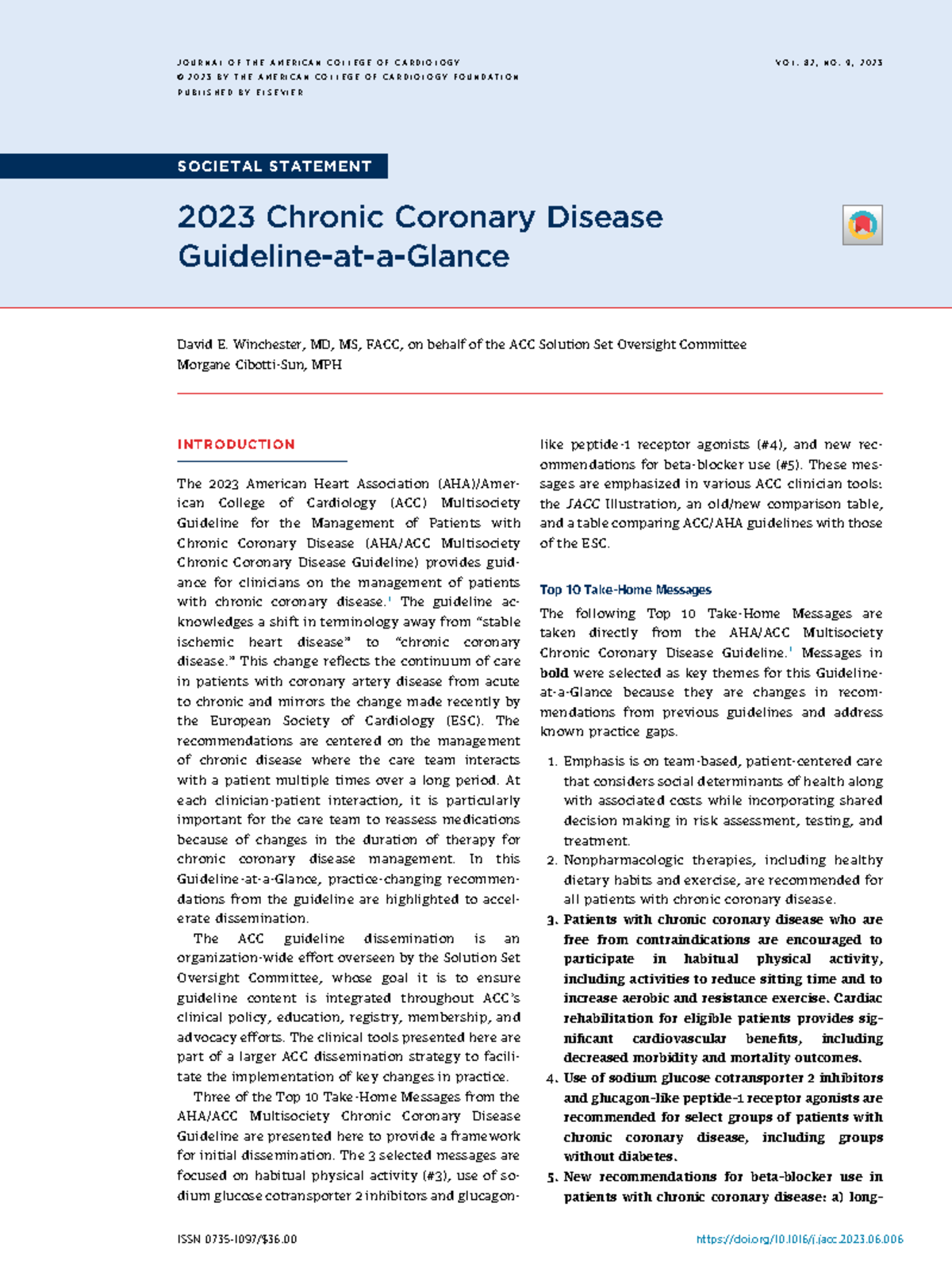 2023 AHA/ACC Guideline-at-a-Glance for Chronic Coronary Disease ...