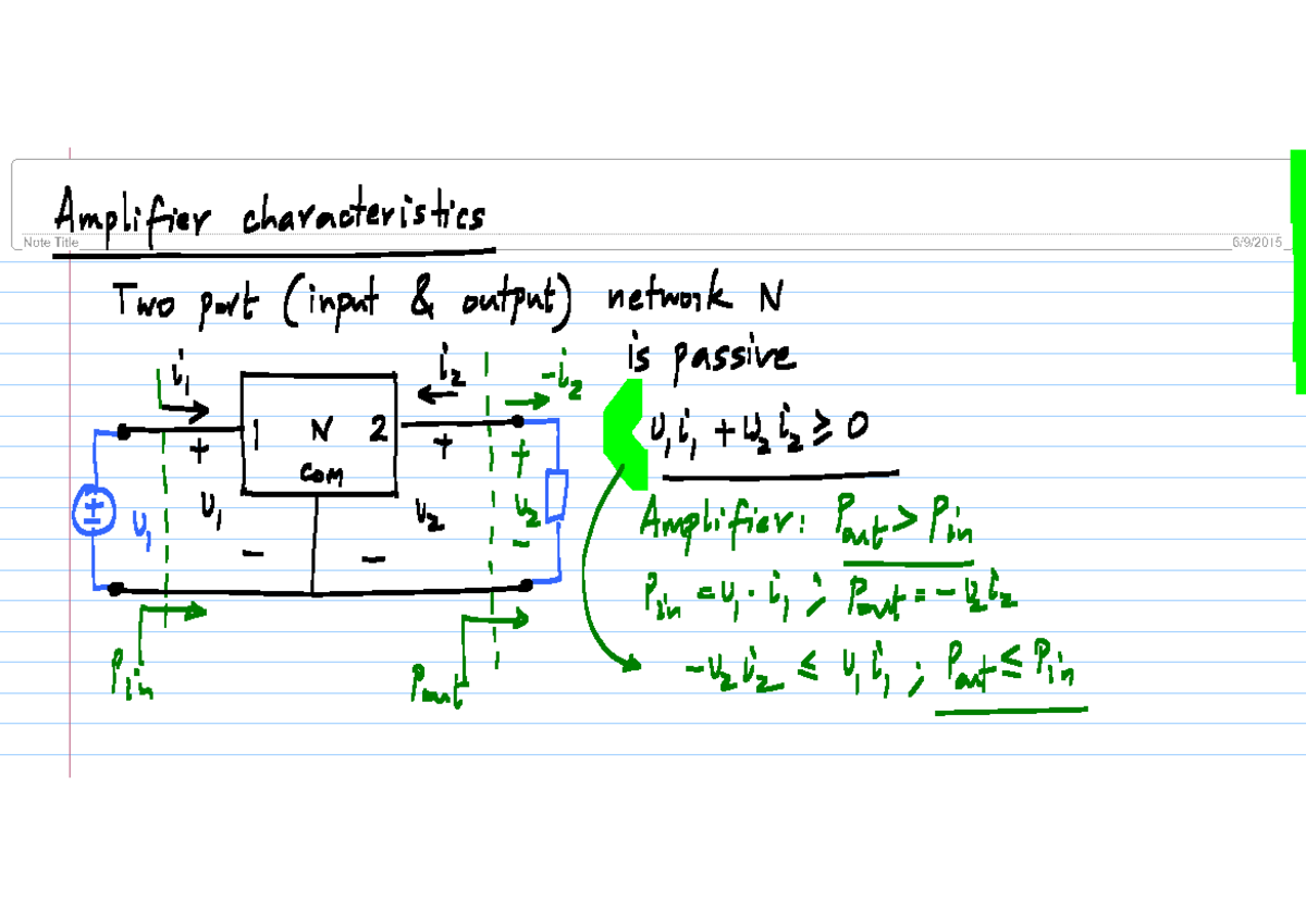Analog Circuits (2015) - Lecture Notes on Amplifier Characteristics ...